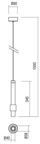 Redo 01-1994 závěsné LED svítidlo Tycon pískově černé 6W, 3000K, 34cm