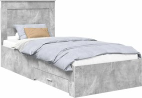 Rám postele se zásuvkou Betonově šedá a stříbrná 75 x 190 cm 3410376
