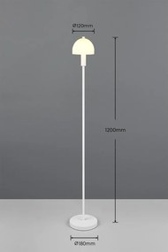 Bílá stojací lampa se skleněným stínidlem (výška 120 cm) Glenn – Reality