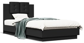 Rám postele s čelem černý 90 x 190 cm kompozitní dřevo,  3209969