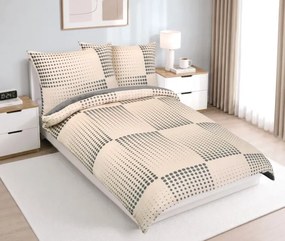 Bellatex Mikroflanelové povlečení 140x200 cm. 70x90 cm Puntík Růžová,Šedá