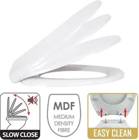 MSV EASY CLEAN WC prkénko bílé / duroplast Thermodur / nerezové panty
