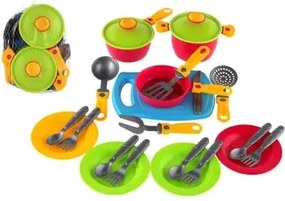 TEDDIES Sada nádobí s prkénkem / Dětská kuchyňka / plast / v síťce / o