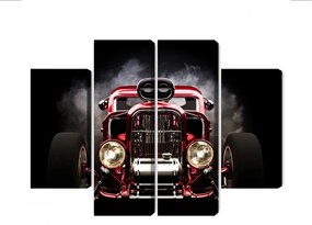 Vícedílný obraz Hot Rod Auto Na Pozadí Kouře Nedostatek Nedostatek Plátno Canvas 160x120