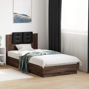 Rám postele s čelem hnědý dub 90 x 190 cm kompozitní dřevo 3209974