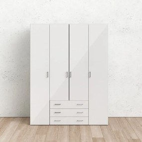 FALCO Čtyřdveřová  šatní skříň Home 10 bílá/bílý lesk
