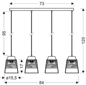 Černo-zlatý závěsný lustr Fresno pro žárovku 4x E27  - Candellux