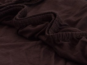 XPOSE® Jersey  prostěradlo Exclusive  - tmavě hnědé 90x200 cm