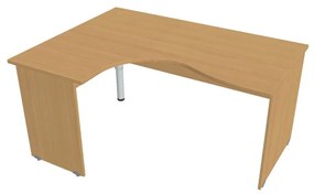 Stůl ergo pravý 160*120 cm - Hobis Gate GE 2005 P Dekor stolové desky: buk, Dekor lamino podnože: buk, Barva nohy: stříbrná