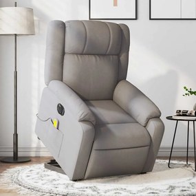 Elektrické zvedací masážní polohovací křeslo taupe textil 3205246