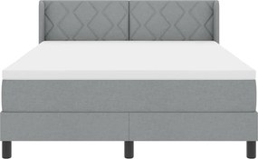 Postel s boxspringem s čelo Světle šedá 200 x 160 cm textil 3341174