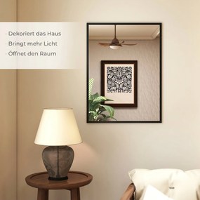 HOMCOM obdélníkové nástěnné zrcadlo 76×101 cm — černý MDF rám, do koupelny i obýváku