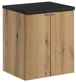Závěsná skříňka pod umyvadlo Nova Oak s deskou 50 cm dub evoke/černá