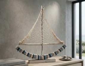 Dřevěná dekorace Boath 45 cm modrá