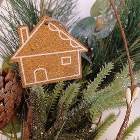 Sada vánočních ozdob na stromeček, 6,5 × 9 cm, korek, balení 9 ks