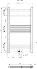 Gamma Simple, topné těleso 500x900 mm, 357 W, zlatá matná, GMA-SIMP-9050-BGD