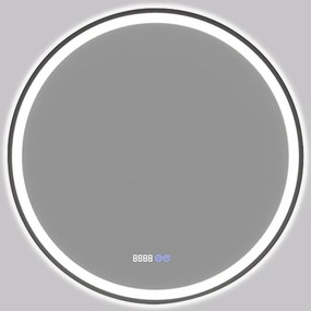 CERANO - Koupelnové LED zrcadlo Rivo, kovový rám - černá matná - Ø 60 cm