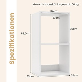 Costway Knihovna se 2 přihrádkami krychlová police stojící police otevřená