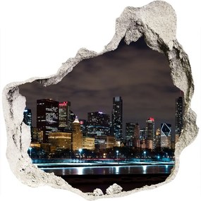 Wallmuralia Fototapeta díra na zeď 3D Chicago noc 75x75 cm