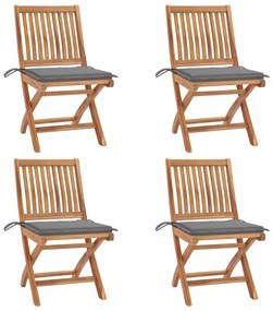 vidaXL Marketos Skládací zahradní židle s poduškami 4 ks masivní teak