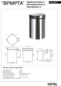 Bemeta Design Odpadkový koš 3 l, nerez, lesk - 125115051