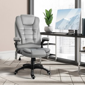 Masážní kancelářské křeslo Vinsetto ergonomické výškově nastavitelné s PU kolečky v šedé barvě pro pohodlnou práci a relaxaci | Aosom.de
