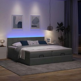 Osmanský rám postele s matrací tmavě šedá 160x200cm textil 3312837