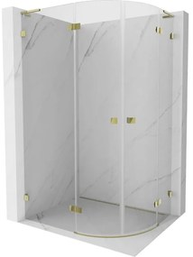 Mexen Lunar, L půlkruhový sprchový kout naklápěcí doleva 100 x 70 cm, 8mm čiré sklo, zlatý profil, 833L-100L-070P-50-00