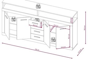 Komoda RUNA tmavě hnědá/antracit