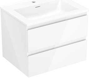 Mexen Orio koupelnová skříňka 60 cm s umyvadlem Otis, 2 zásuvky, bílý lesk - 91A10-06047-2-BFF00-W18M00