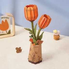 RoboTime 3D dřevěná skládačka Oranžový tulipán