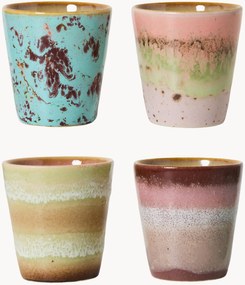 Sada ručně vyrobených pohárků na espresso's reaktivní glazurou 70's, 4 díly