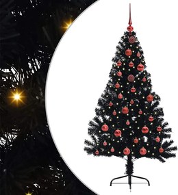 Umělý osvětlený vánoční stromeček Černá 150 cm PVC 3397128