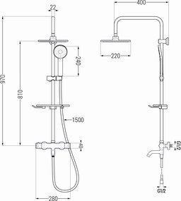 Mexen - KT40 sprchový set s termostatickou vanovou baterií Kai, růžová-zlatá, 779004093-60