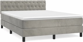 Box spring postel s matrací světle šedá 140x200 cm samet 3141485
