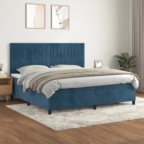Box spring postel s matrací tmavě modrá 200x200 cm samet 3143167