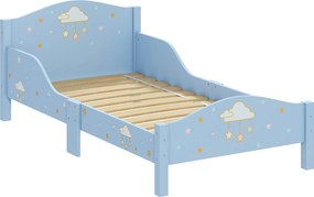 AIYAPLAY Montessori dětská postel 3-6 let, 146x76,5 cm, boční zábrany proti pádu, tvar obláčku pro dětský pokoj, modrá