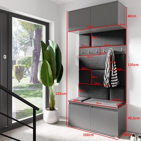 Eka Předsíňová stěna s čalouněnými panely Trinity 23 - Bílá / Černá 2316