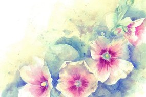Samolepící tapeta akvarelová ilustrace květin