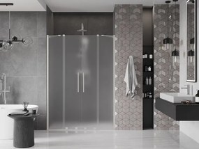 Mexen Velar Duo, posuvné sprchové dveře do otvoru 160 cm, 8mm sklo námraza, broušená ocel, 871-160-000-32-97