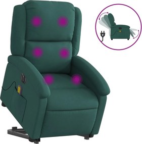 Elektrické zvedací masážní polohovací křeslo zelené textil 3204206