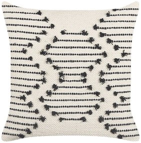 Bavlněný polštář s geometrickým vzorem 45 x 45 cm béžový/ černý MYRTUS Beliani