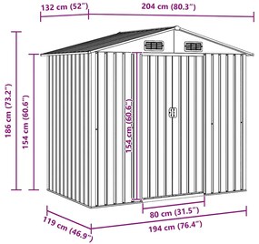 vidaXL Marketos Zahradní domek na nářadí antracitový ocel 204 x 132 x 186 cm