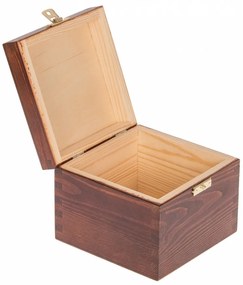 FK Dřevěná krabička se sponou - 14x14x11 cm, Ořech