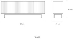 Šedá nízká komoda 211x80 cm Sierra – Teulat