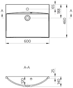 Sapho, MARIA umyvadlo 60x46cm, litý mramor, bílá, MA060