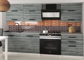 Kuchyňská linka Belini 180 cm šedý antracit Glamour Wood s pracovní deskou Primera2