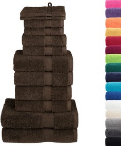 12dílná sada ručníků Premium SOLUND hnědá 600 g/m² 137574