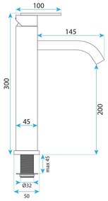 Rea Ontario, vysoká umyvadlová baterie h-300, černá matná, REA-B5508