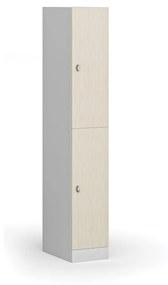 Šatní skříňka s úložnými boxy, 2 boxy, 1850 x 300 x 500 mm, otočný zámek, laminované dveře, bílá